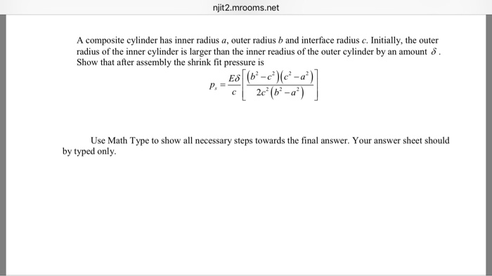Solved njit2.mrooms.net A composite cylinder has inner | Chegg.com