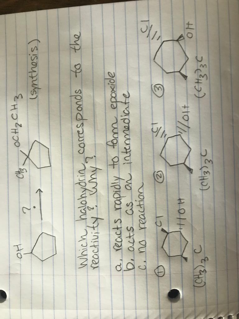 Solved OH CH3 ? OCH₂ CH₃ (Synthesis) which halohydrin | Chegg.com