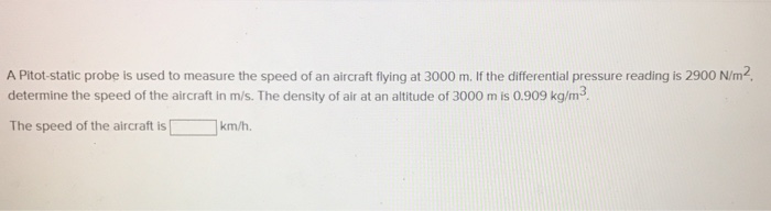 Solved A Pitot-static probe is used to measure the speed of | Chegg.com