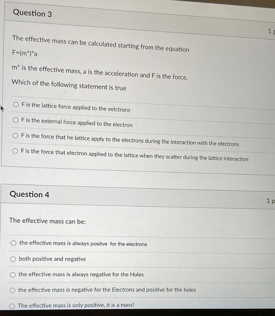 Solved The effective mass can be calculated starting from | Chegg.com