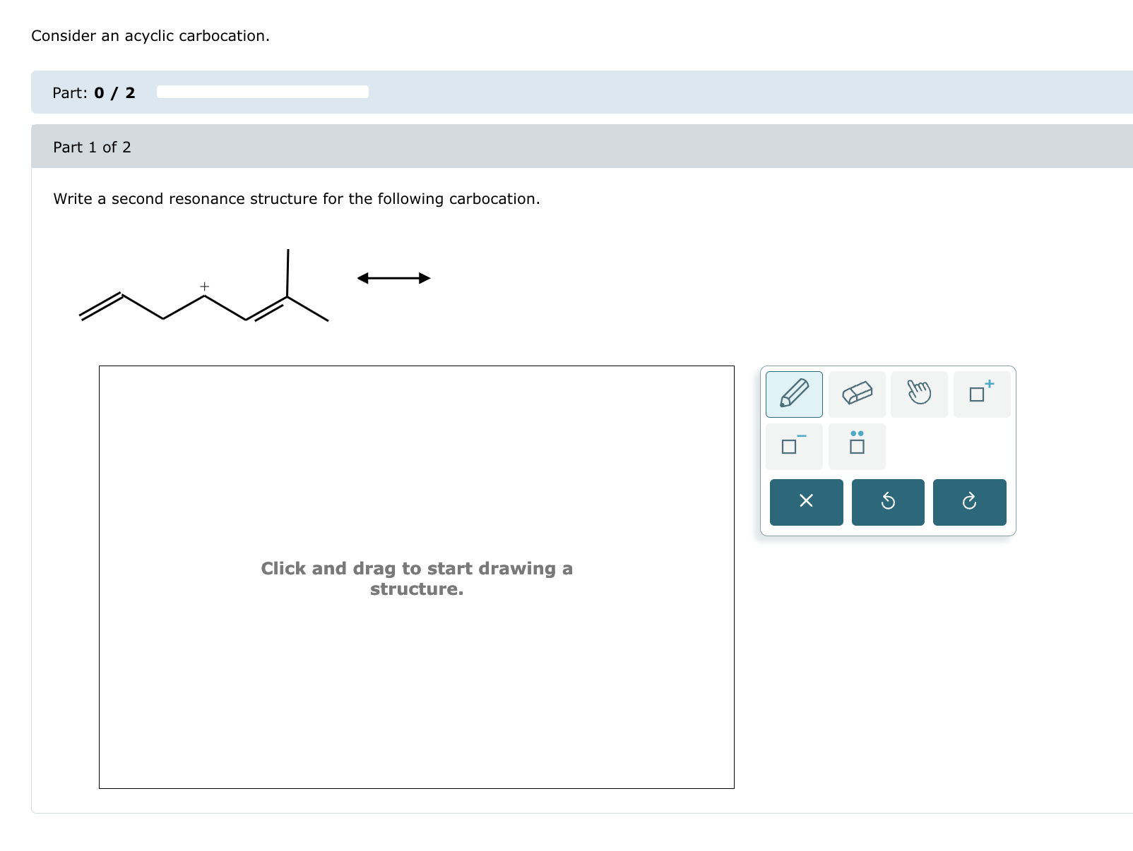 Solved Part: 0 / 2Part 1 ﻿of 2Write a second resonance | Chegg.com
