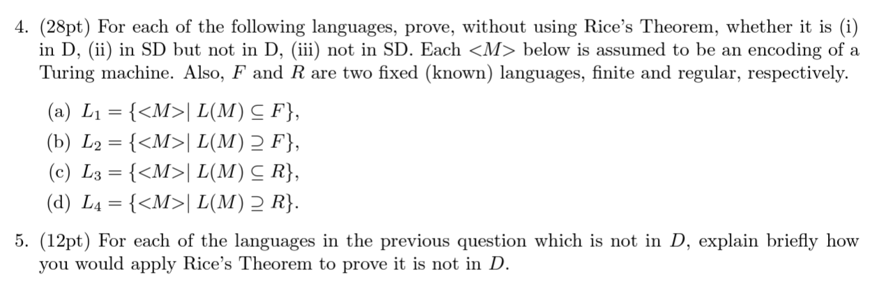 Solved 4. (28pt) For each of the following languages, prove, | Chegg.com
