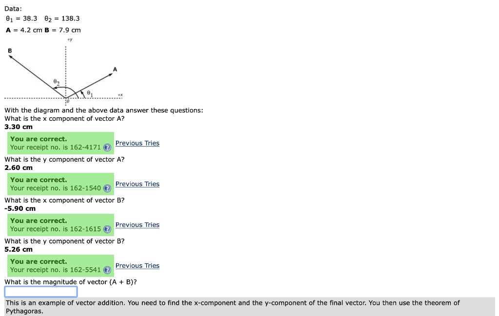 Solved Data: 01 = 38.3 Ⓡ2 = 138.3 A = 4.2 cm B = 7.9 cm B | Chegg.com