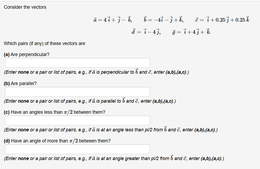 Solved Consider the vectors | Chegg.com