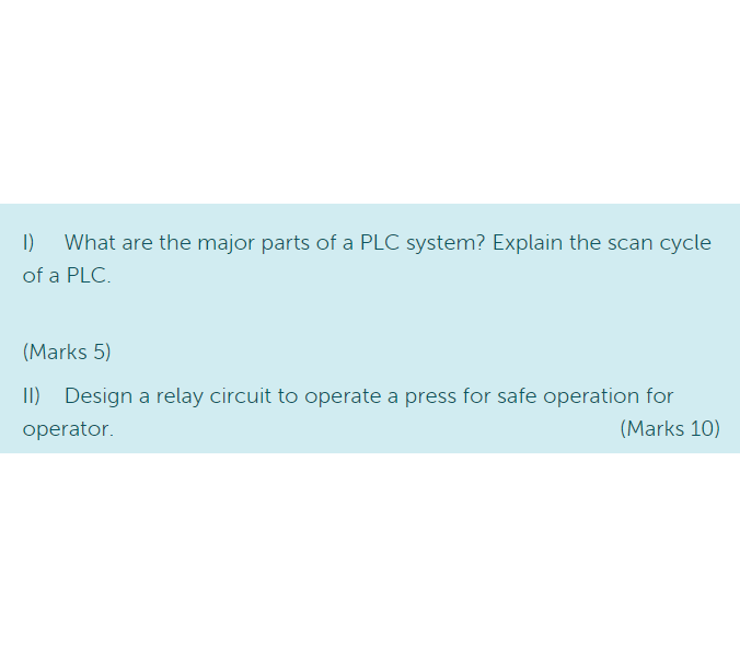 Solved 1) What are the major parts of a PLC system? Explain | Chegg.com