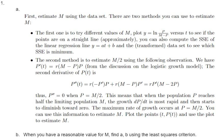 Solved Year Observed population Year Observed population | Chegg.com