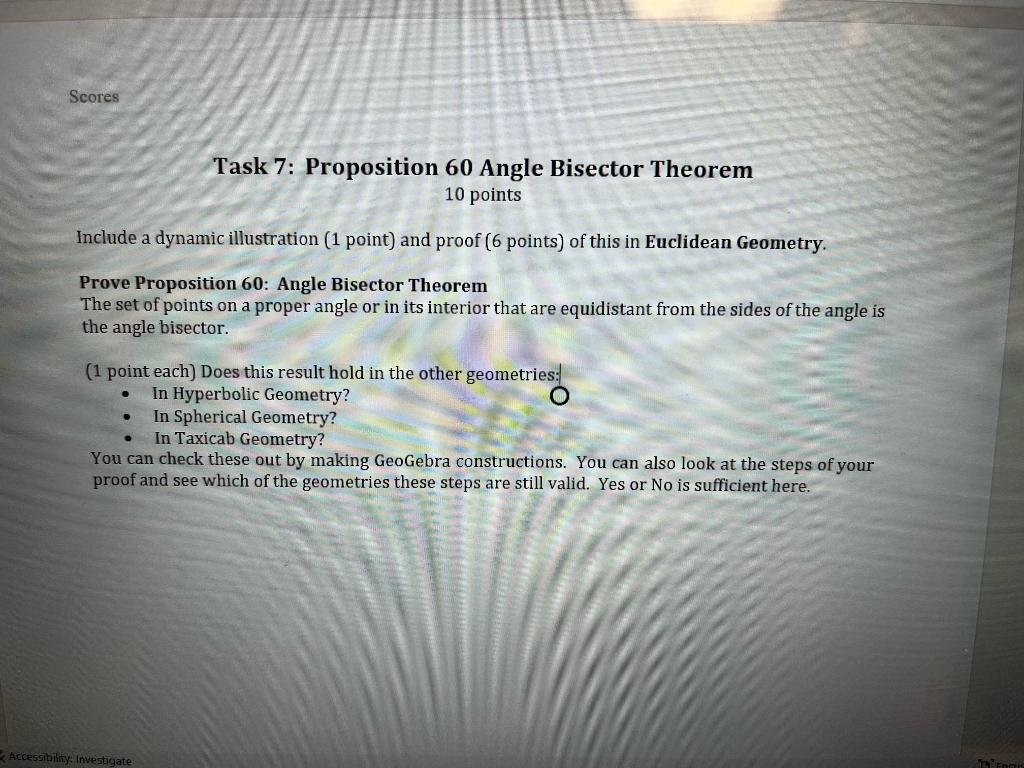 Solved Task 7: Proposition 60 Angle Bisector Theorem 10 | Chegg.com