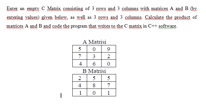 Solved Enter an empty C Matrix consisting of 3 rows and 3 | Chegg.com