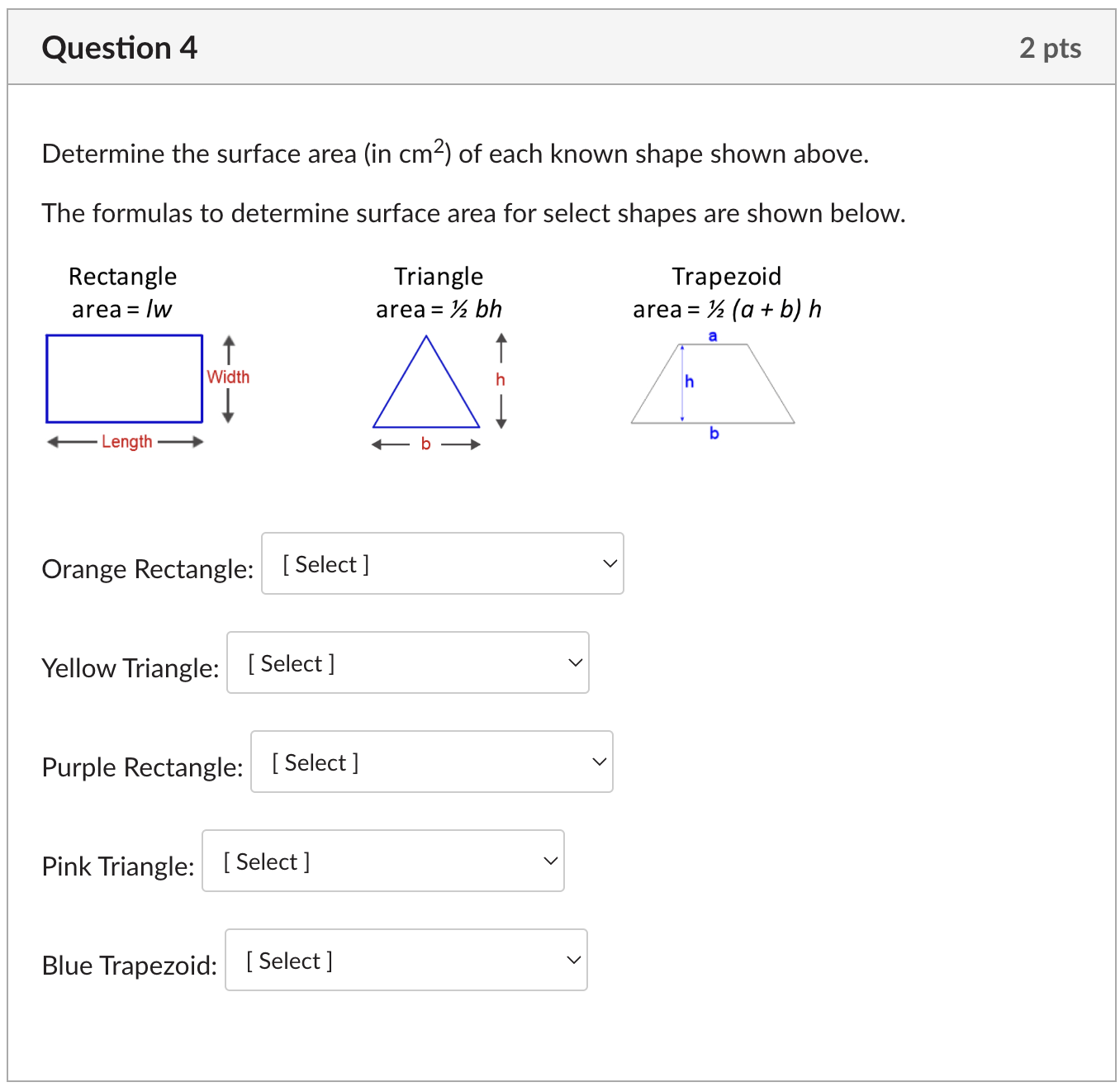 Solved Determine the surface area (in cm2 ) of each known | Chegg.com
