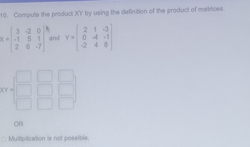 Solved Compute the product xY ﻿by using the definition of | Chegg.com