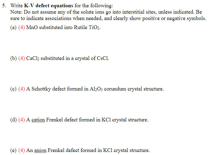Solved 6. Consider diffusion effects of the aliovalent | Chegg.com