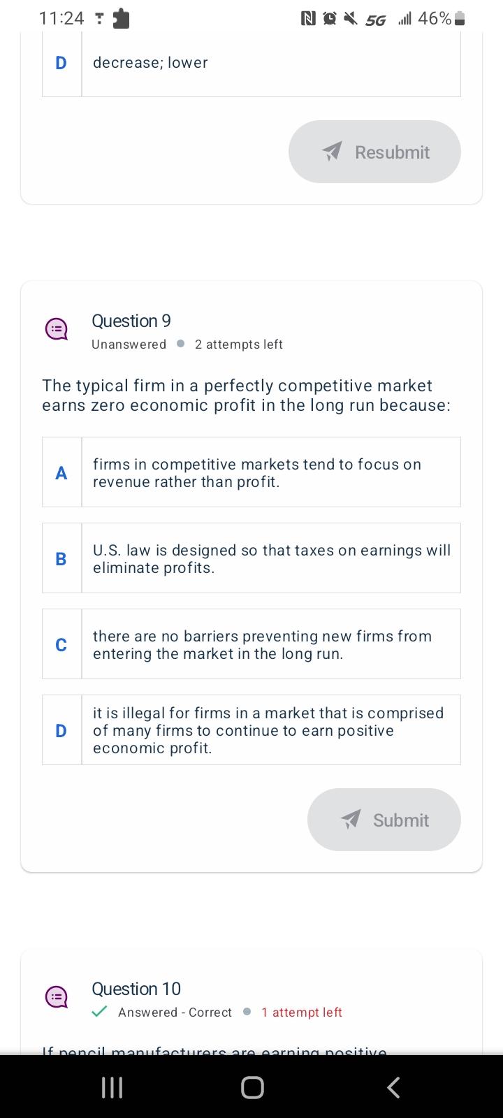 Solved ⇔ Question 9 Unanswered 2 attempts left The typical | Chegg.com
