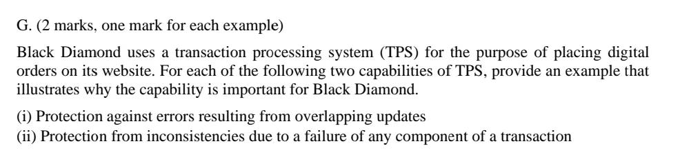 Solved G. (2 marks, one mark for each example) Black Diamond | Chegg.com