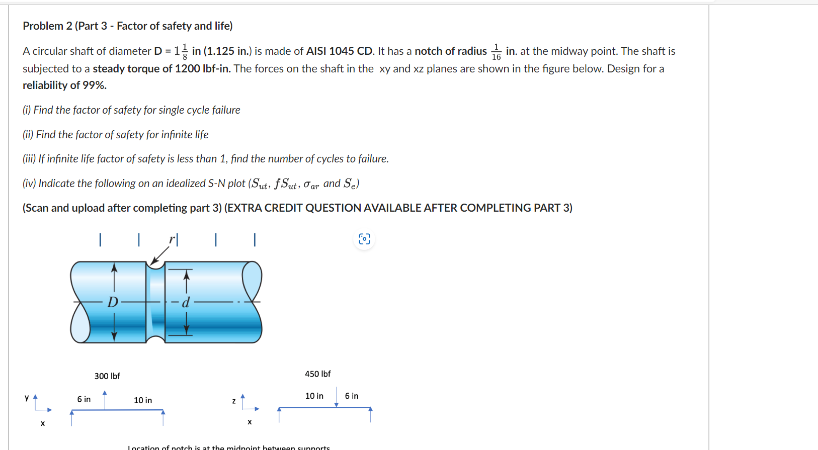 Problem 2 (Part 3 - Factor of safety and life) A | Chegg.com