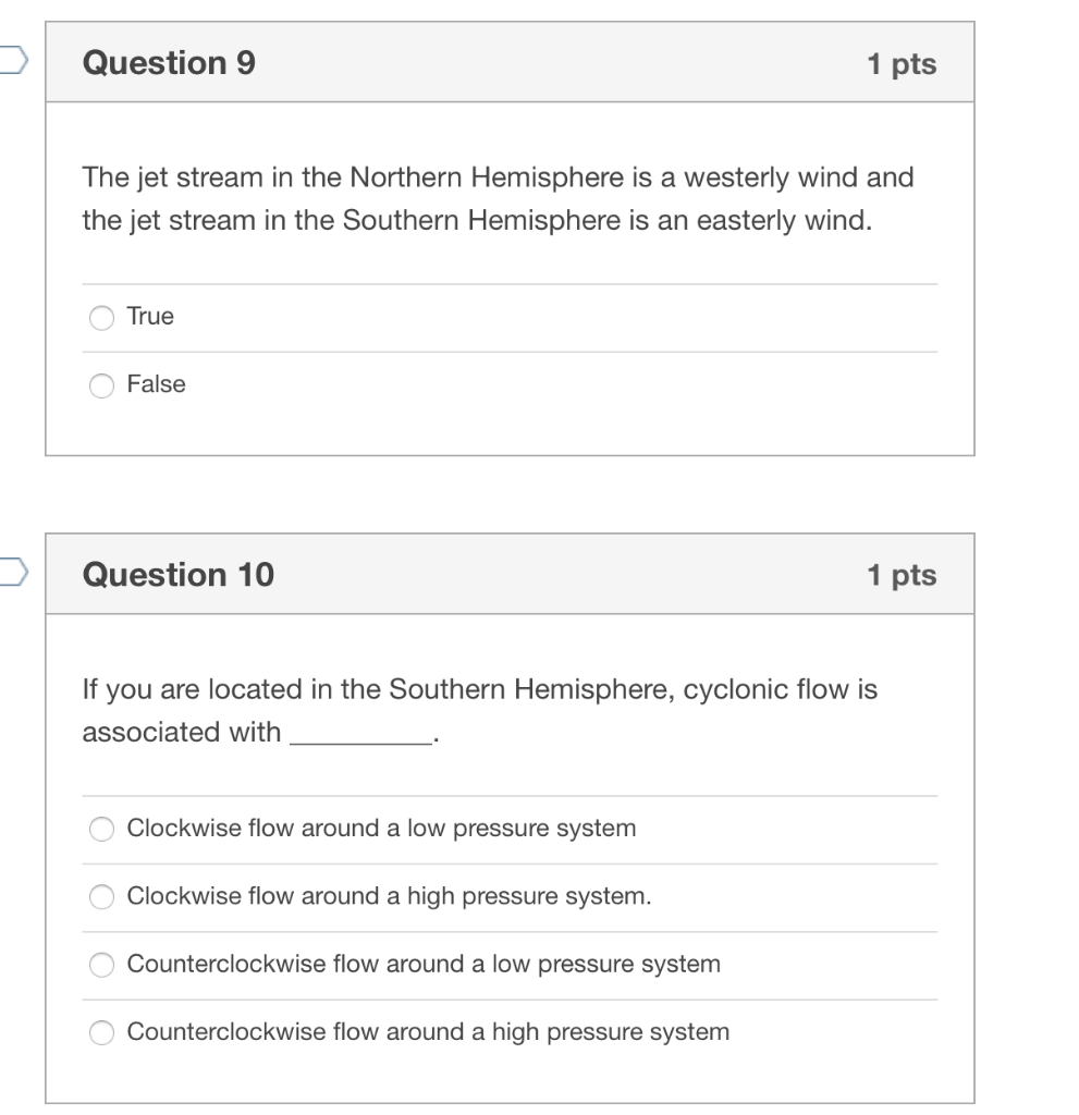 Solved Question 9 1 pts The jet stream in the Northern | Chegg.com