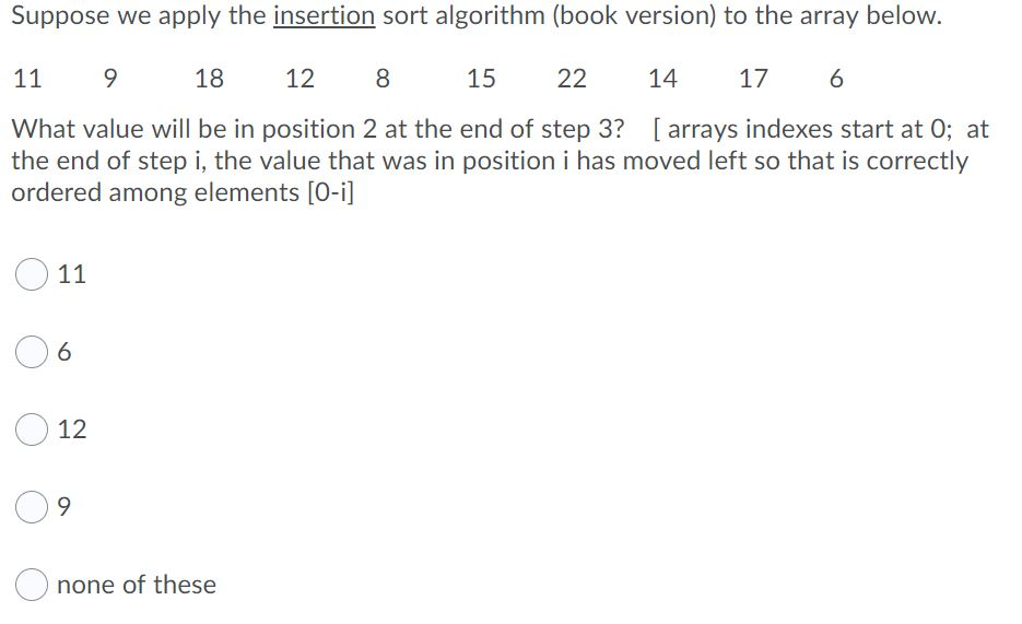 Solved Suppose we apply the insertion sort algorithm (book | Chegg.com