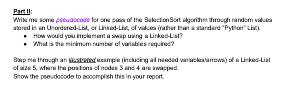 Solved Part II: Write me some pseudocode for one pass of | Chegg.com