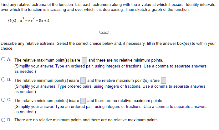 Solved Find any relative extrema of the function. List each | Chegg.com