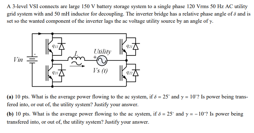 Solved A 3-level VSI connects are large 150V ﻿battery | Chegg.com