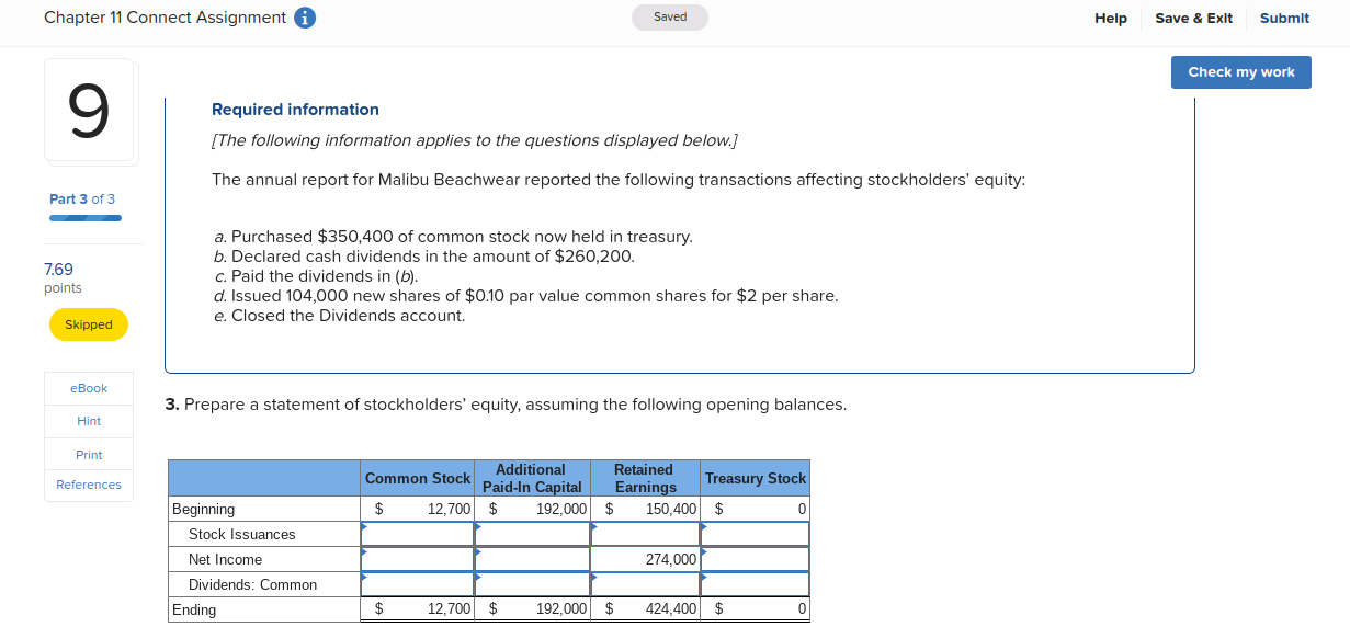 Solved Chapter 11 Connect Assignment Saved Help Save & Exit | Chegg.com