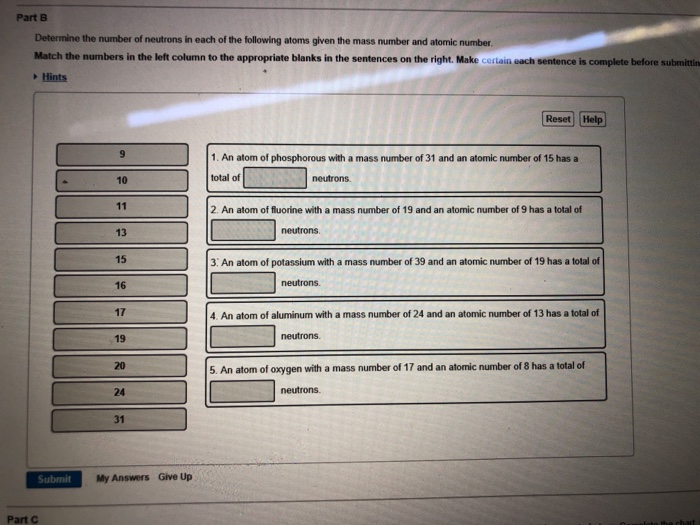 Solved Part B Determine the number of neutrons in each of | Chegg.com