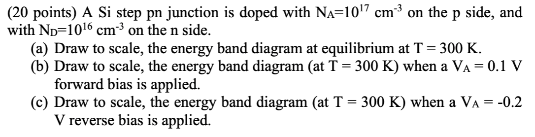 Solved (20 points) A Si step pn junction is doped with | Chegg.com