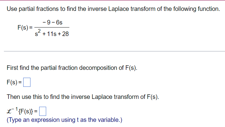 Solved Use partial fractions to find the inverse Laplace | Chegg.com