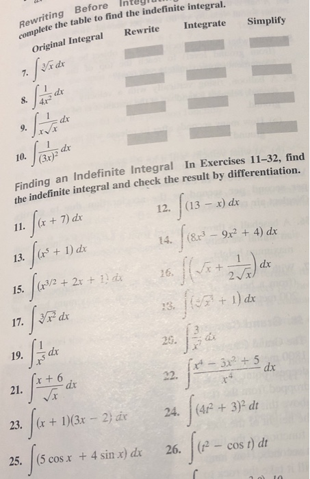 Solved dx Rewriting Before Integrating In Exercises 7-10, | Chegg.com