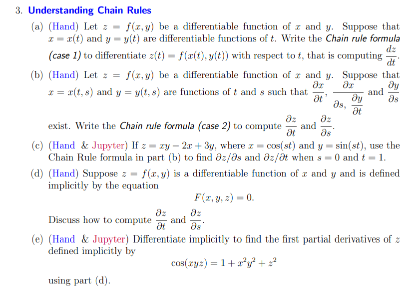 Solved 9 as, 3. Understanding Chain Rules (a) (Hand) Let z = | Chegg.com
