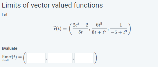 Solved Limits of vector valued functions Let | Chegg.com