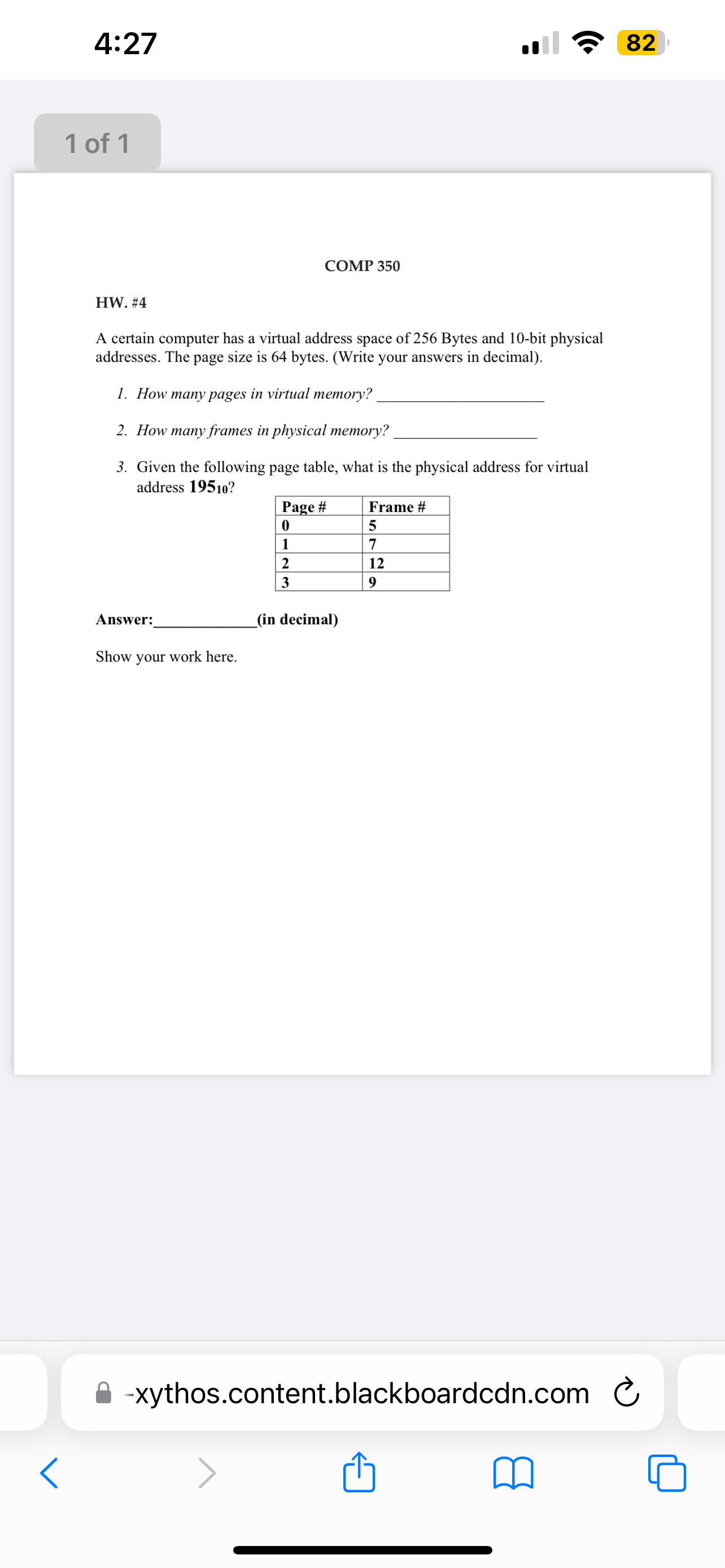 Solved HW. #4 A certain computer has a virtual address space | Chegg.com