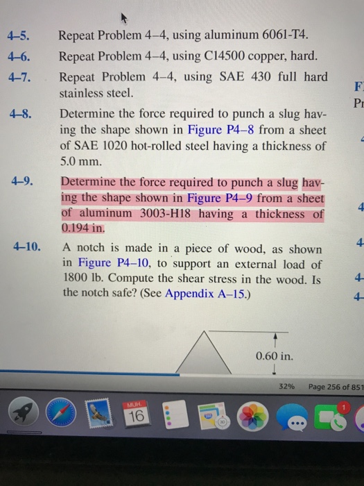 Solved 4-5. Repeat Problem 4-4, using aluminum 6061-T4. 4-6. | Chegg.com