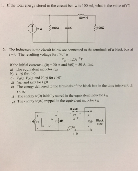 Solved 1. If the total energy stored in the circuit below is | Chegg.com
