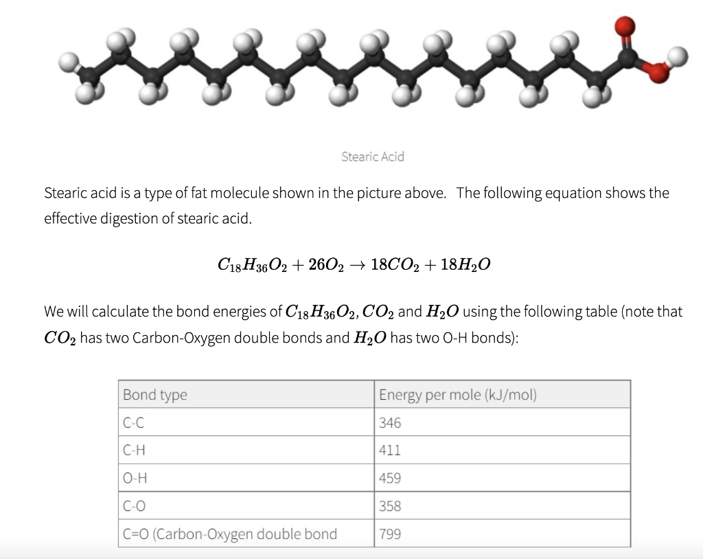 Solved Stearic Acid Stearic acid is a type of fat molecule | Chegg.com