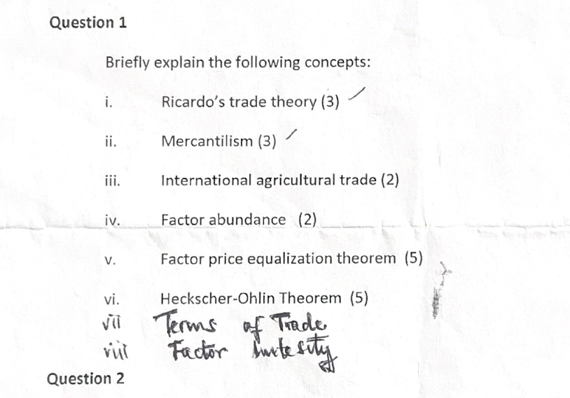 Solved Briefly explain the following concepts: i. Ricardo's | Chegg.com