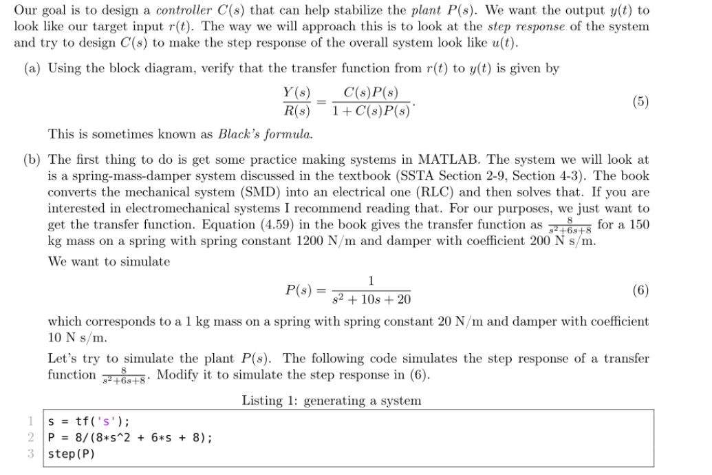 Solved Problem 8 (PID feedback control). This problem is | Chegg.com