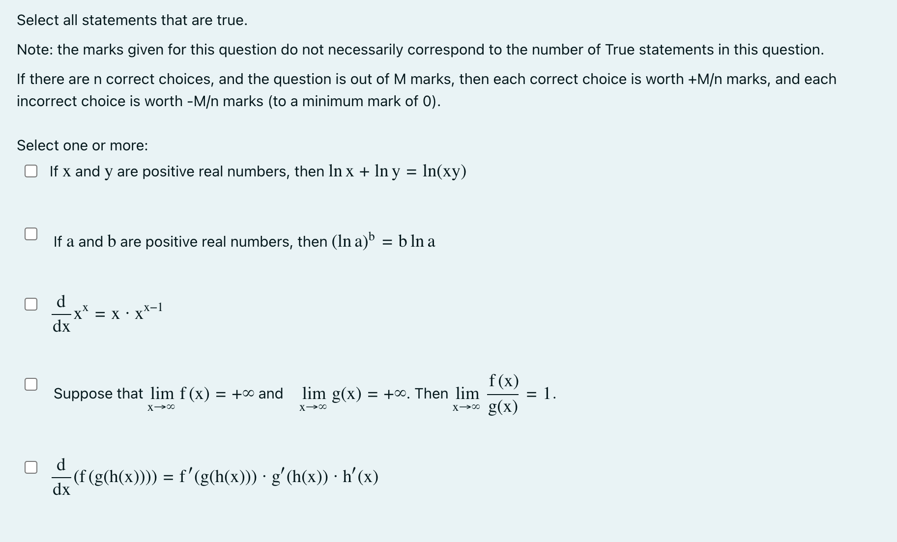 Solved Select all statements that are true. Note: the marks | Chegg.com