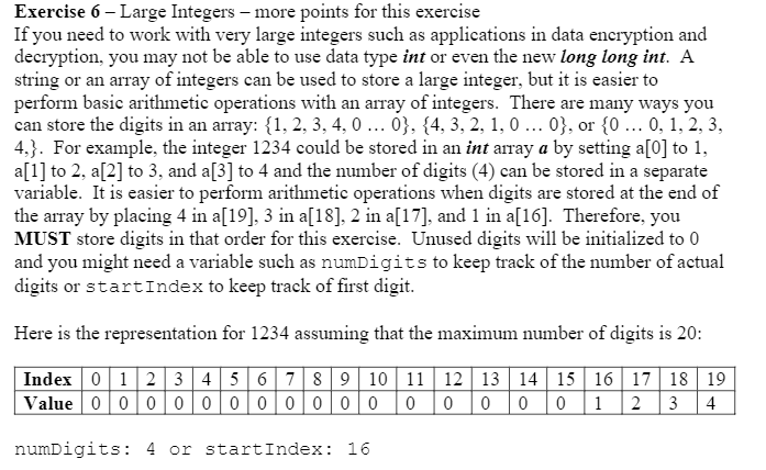 Solved Exercise 6 – Large Integers – more points for this | Chegg.com