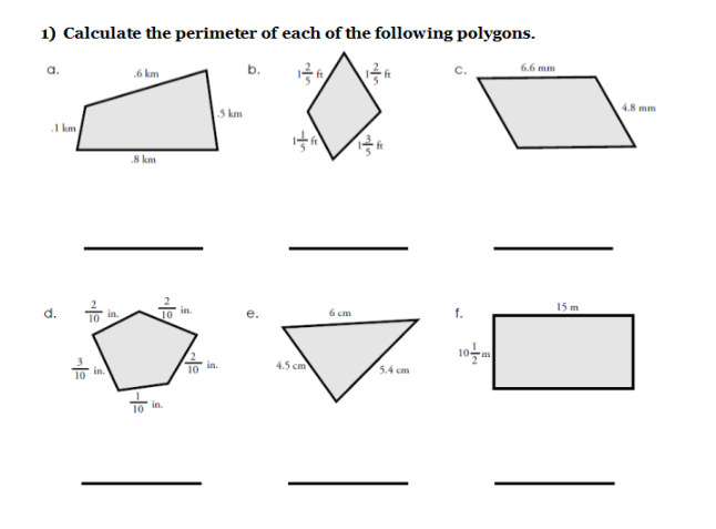Solved 1 Calculate The Perimeter Of Each Of The Following 