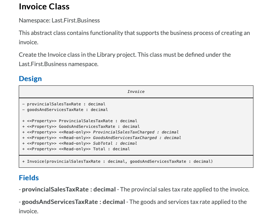 Solved Sales Quote Class Namespace: Last.First.Business | Chegg.com