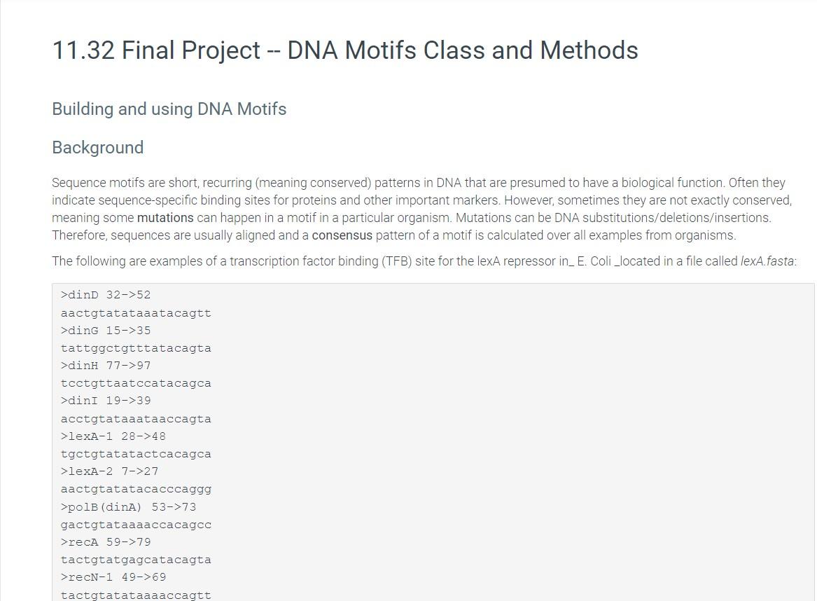 11 32 Final Project Dna Motifs Class And Methods