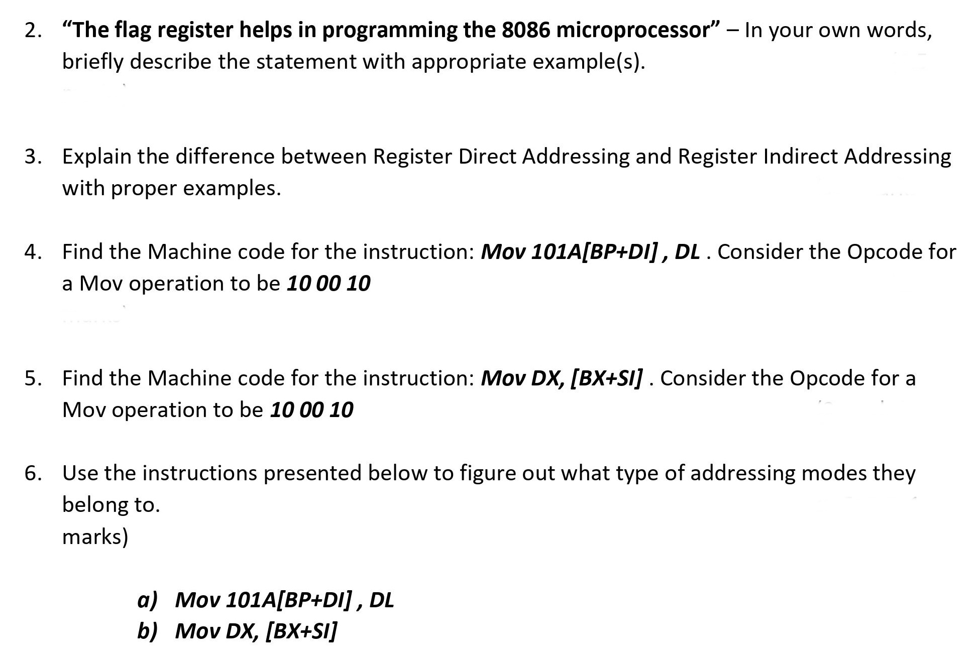 Solved 2. “The flag register helps in programming the 8086 | Chegg.com