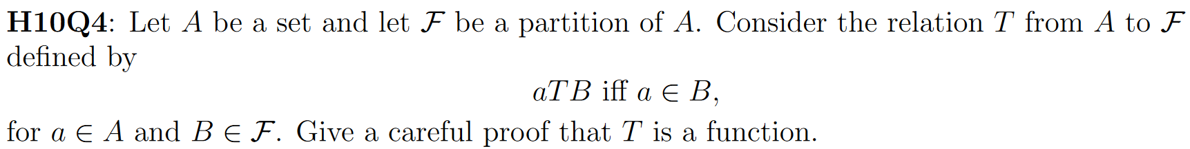 Solved H10Q4: Let A be a set and let F be a partition of A. | Chegg.com