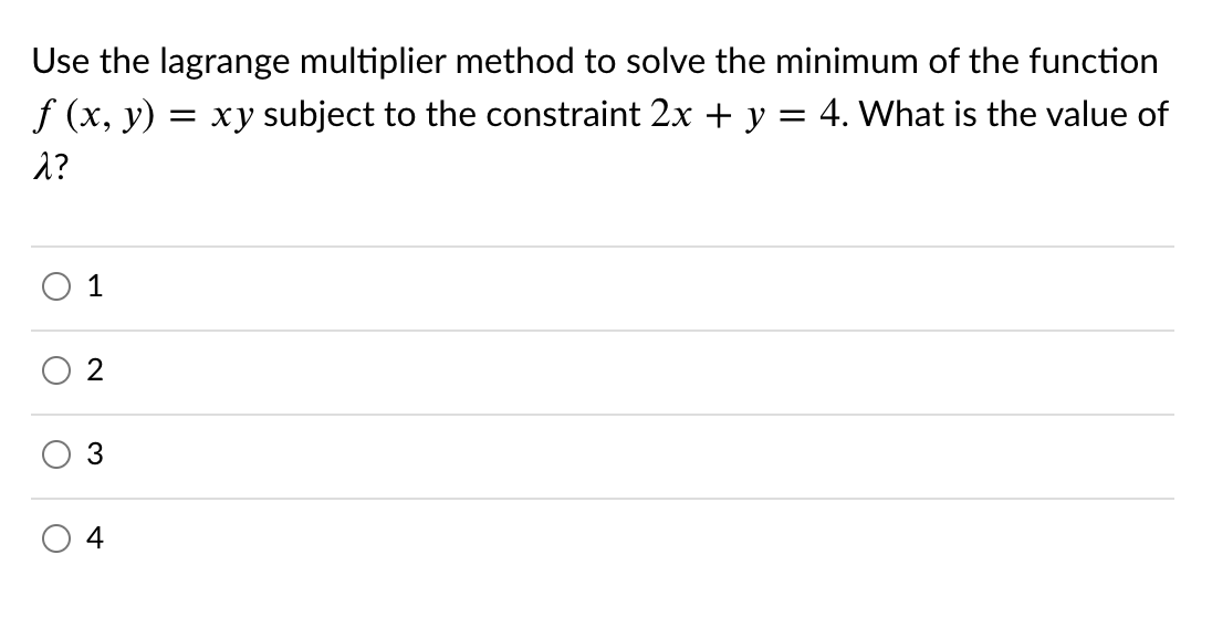Solved 2 Find the minimum of the function f (x, y) = xy | Chegg.com