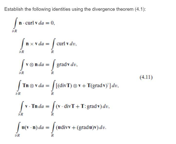 Solved Establish the following identities using the | Chegg.com