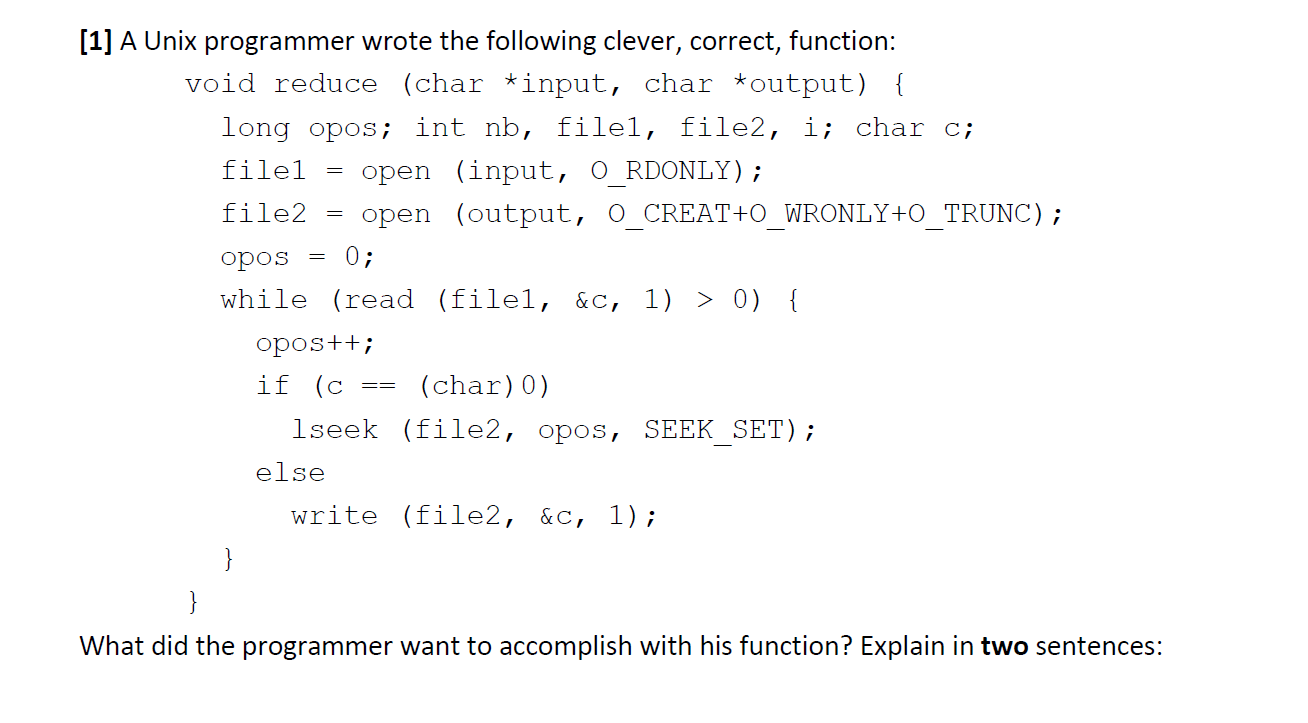 Solved A Unix programmer wrote the following clever, | Chegg.com