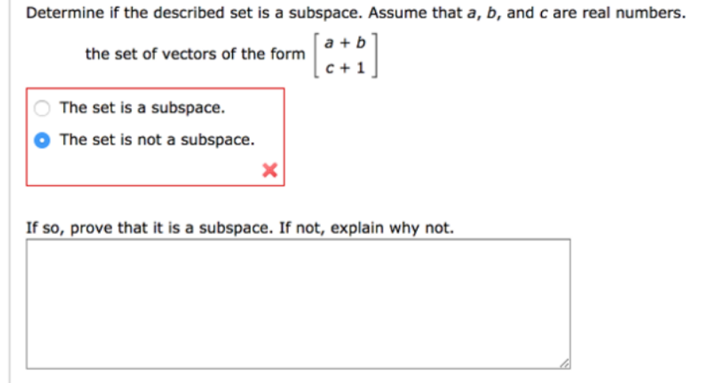 Solved Determine if the described set is a subspace. Assume | Chegg.com