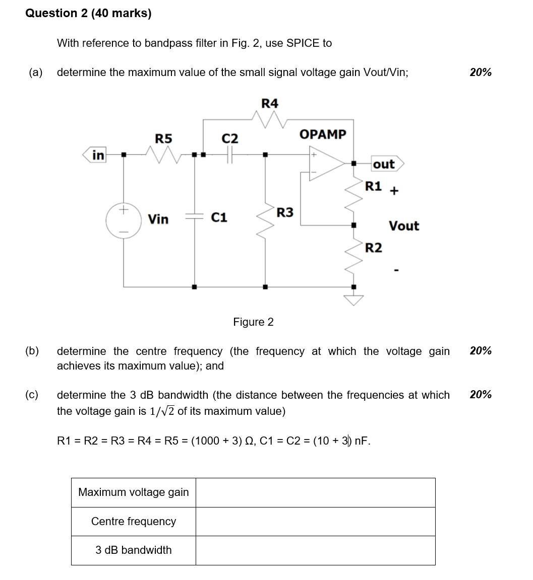 Solved Question 2 (40 marks)With reference to bandpass | Chegg.com Solved Question 2 (40 marks)With reference to bandpass | Chegg.com