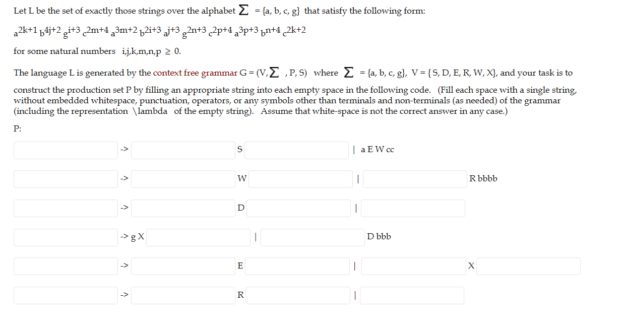 Solved а Let L be the set of exactly those strings over the | Chegg.com