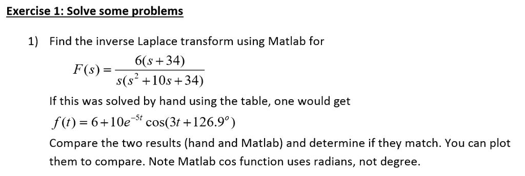 Solved Exercise 1: Solve some problems 1) Find the inverse | Chegg.com
